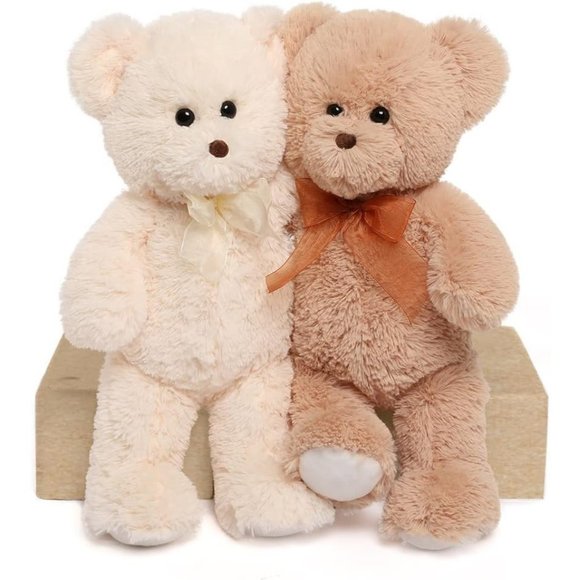 Toys | 18 Inch 2 Pack Brown And White Plush Baby Shower Teady Bear ...